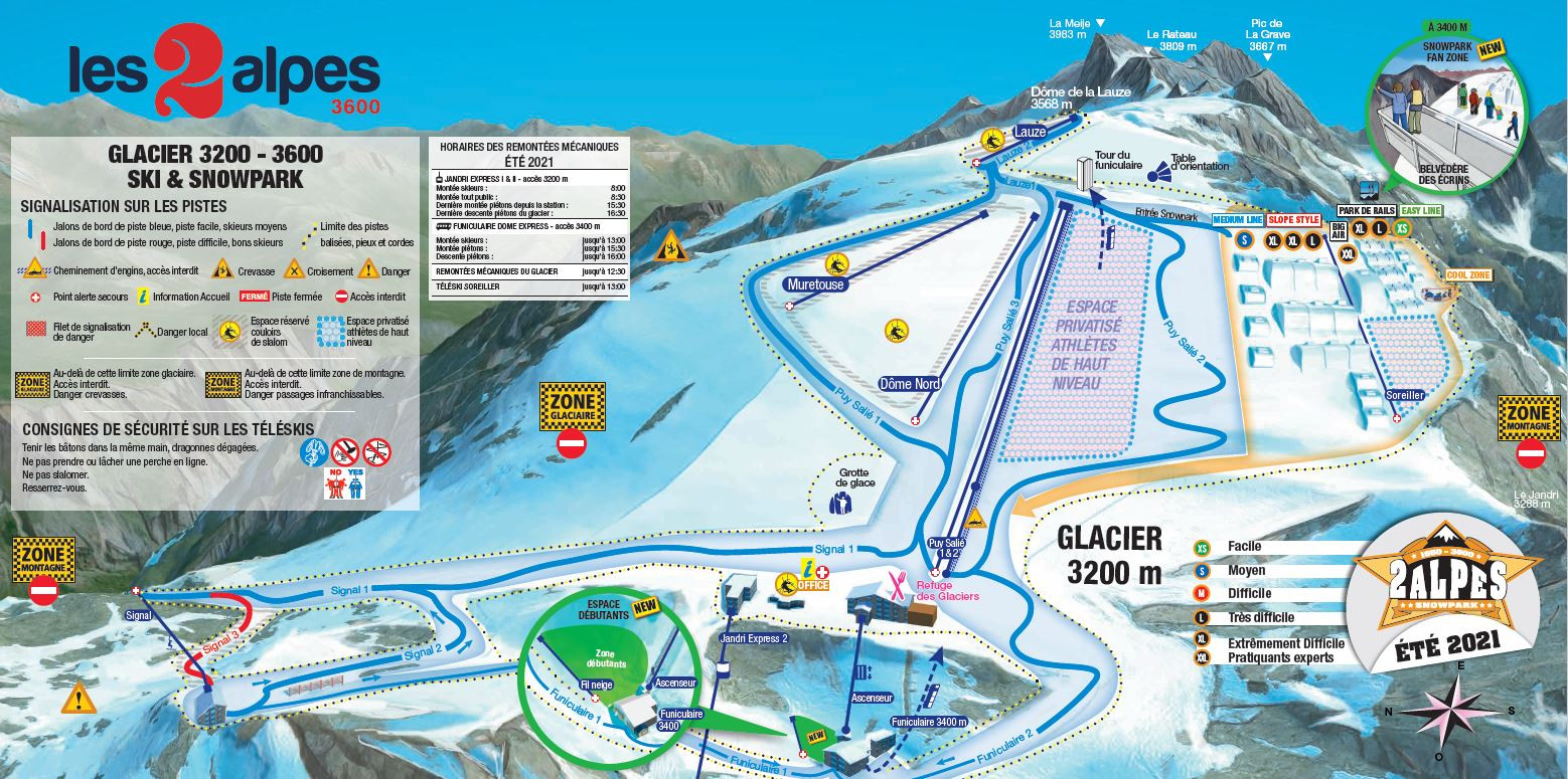 Plan pistes 2 Alpes : Les 2 Alpes réservation, plan des pistes domaine ...